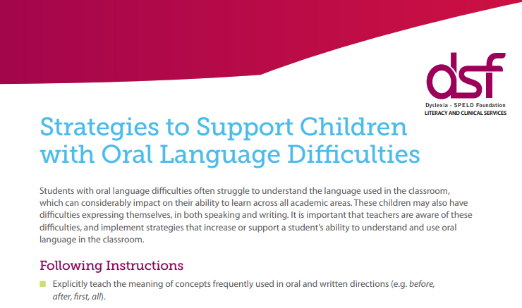 Strategies to support students with oral language difficulties